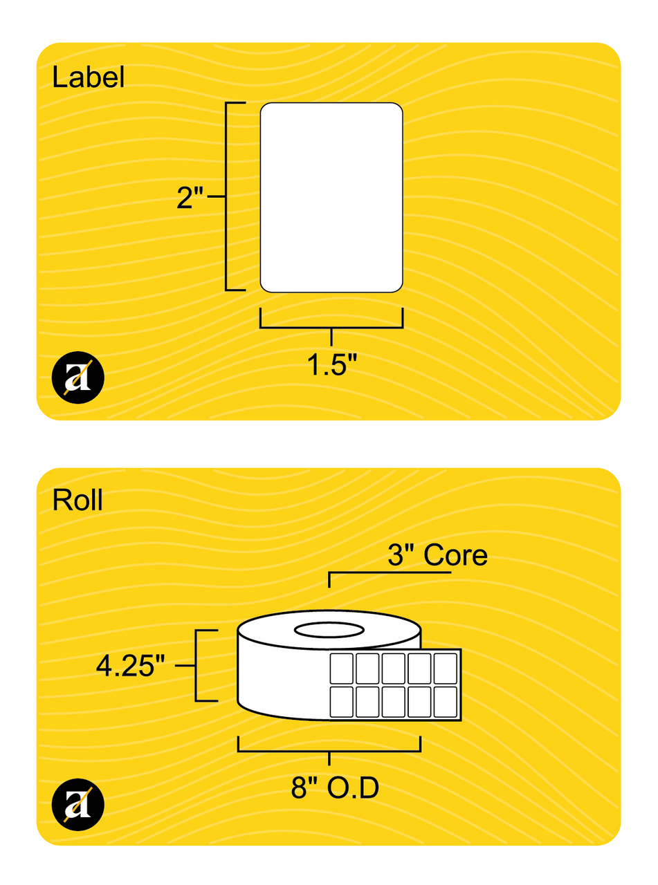 2x1.5 Thermal Transfer - 2 UP - Label - 3 Core | Altro Labels