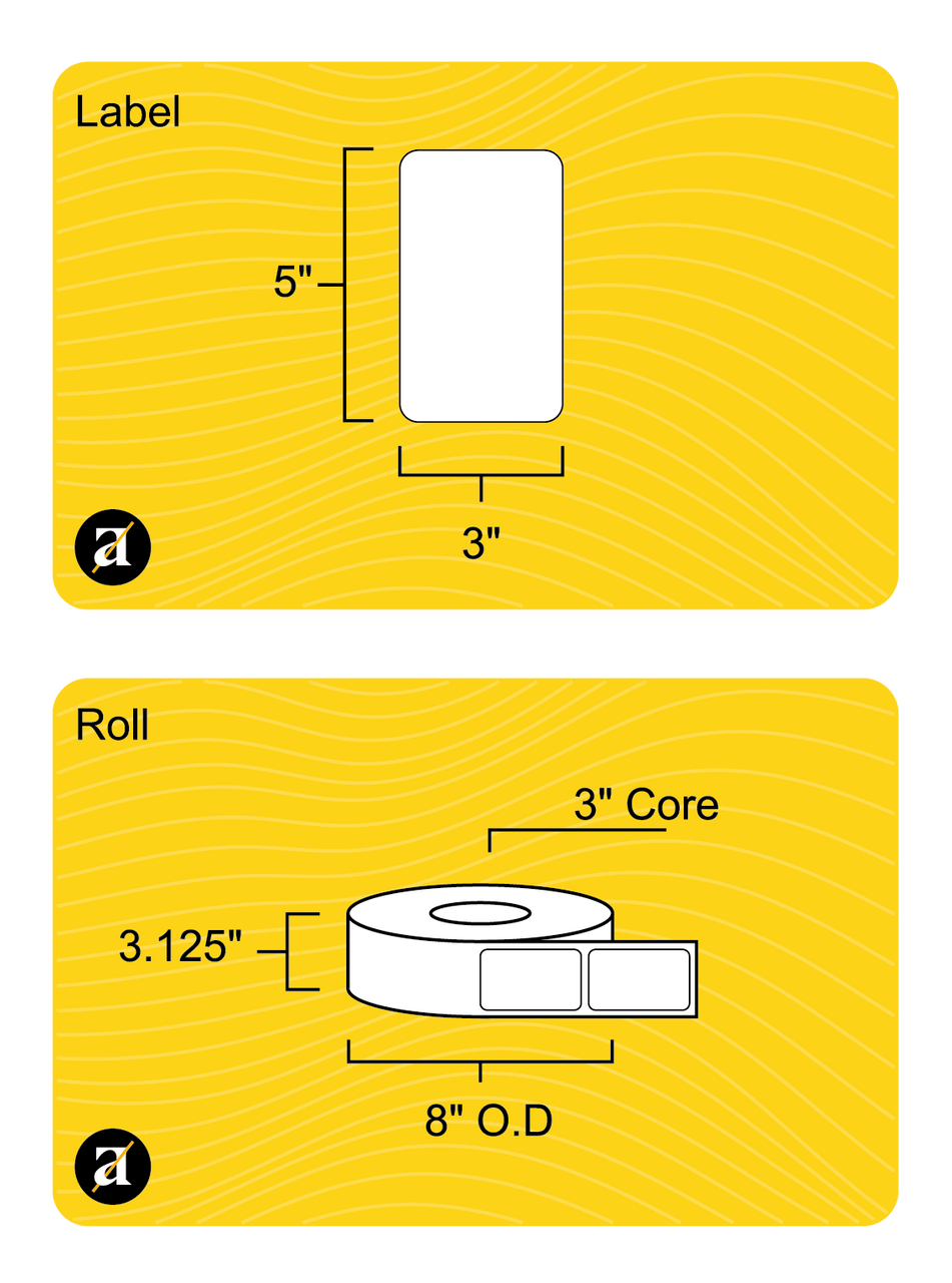 3x5 Thermal Transfer Label - 3 Core | Altro Labels