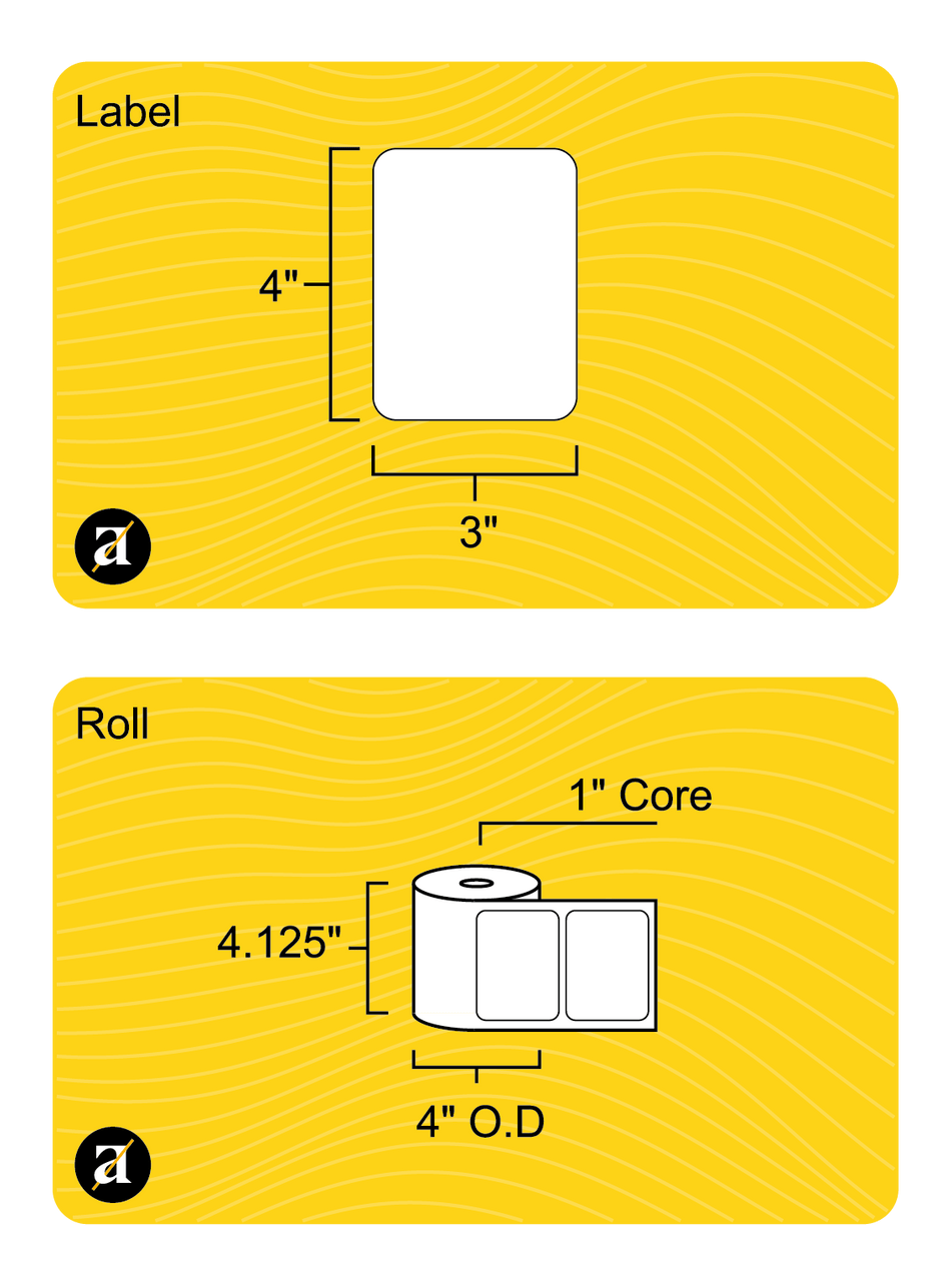 4x3 White Polypropylene Film Thermal Transfer Label - 1 Core | Altro Labels